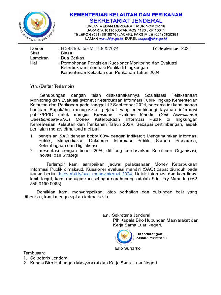 B.3984/SJ.5/HM.470/IX/2024: Self Assessment Questionnaire/SAQ SAQ | PDF