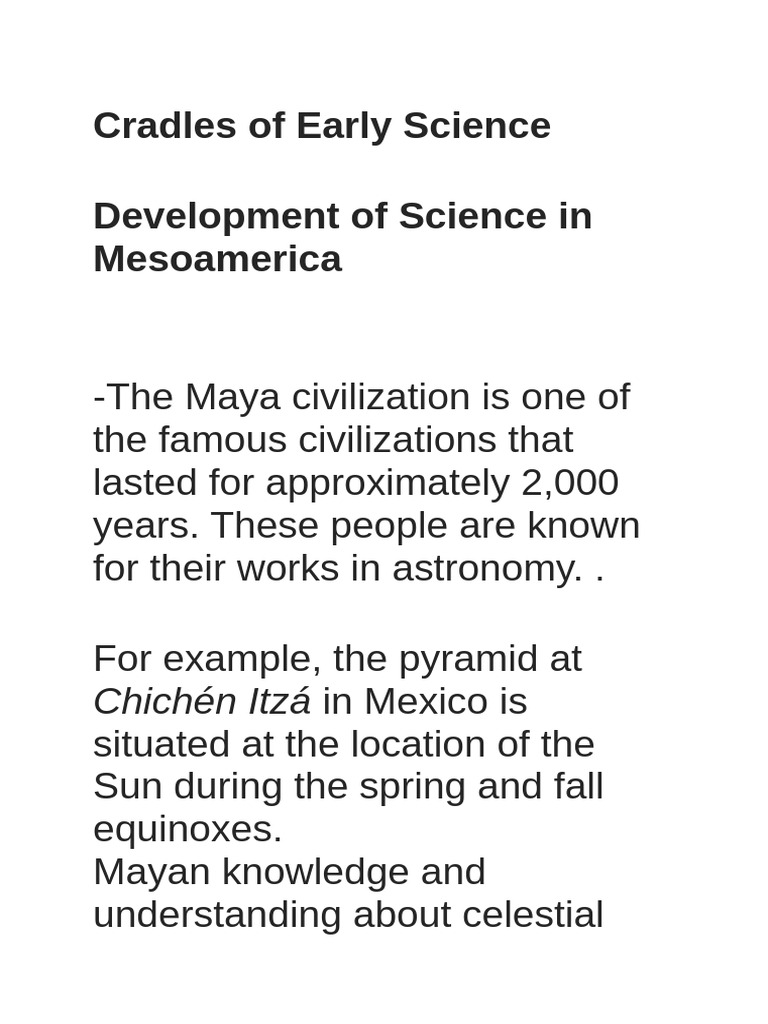 Cradles1 of Early Science | PDF