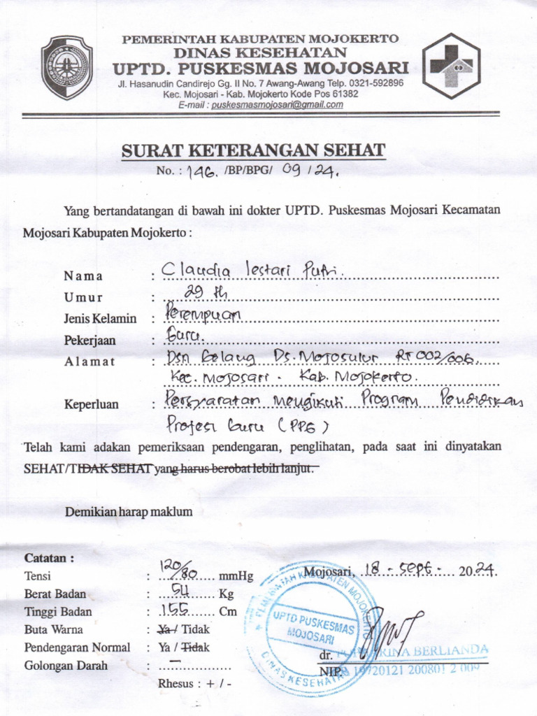 Surat Sehat | PDF