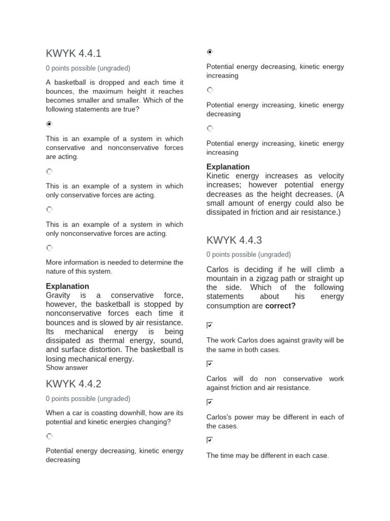 Unit 4 - Know What You Know - Tracking Energy | PDF | Friction | Force