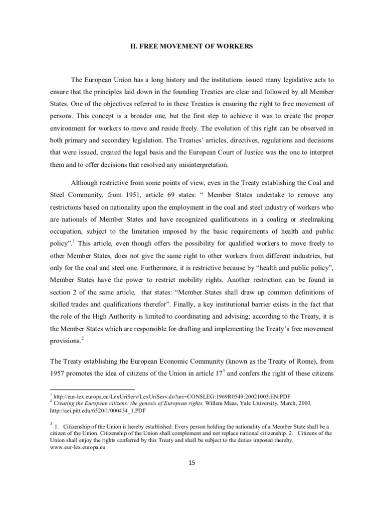 Free Movement of Workers | PDF | Freedom Of Movement | European Union