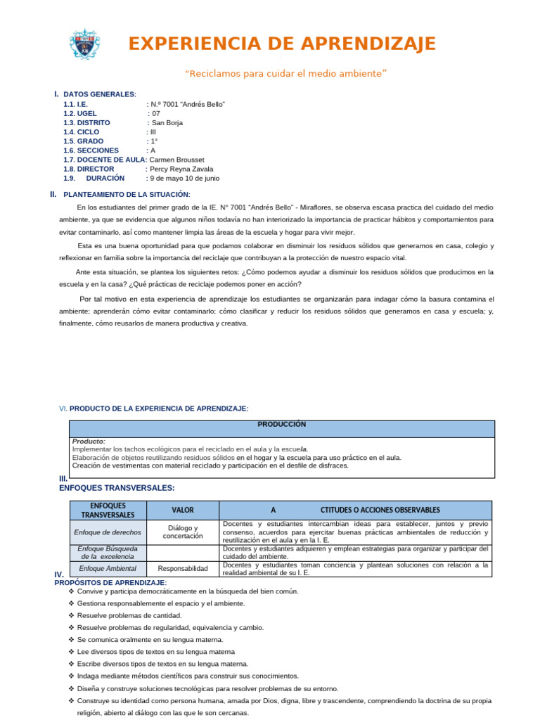 EXPERIENCIA DE APRENDIZAJE 2 MAYO | PDF