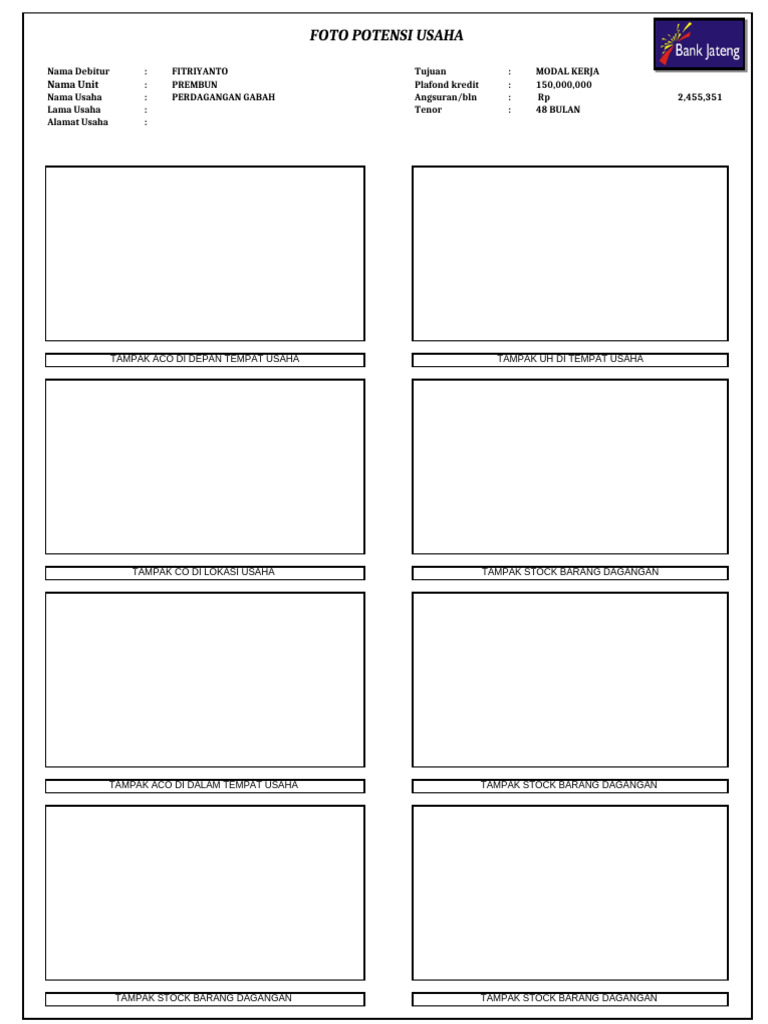 Format Foto Usaha Dan Jaminan Fitriyanto | PDF