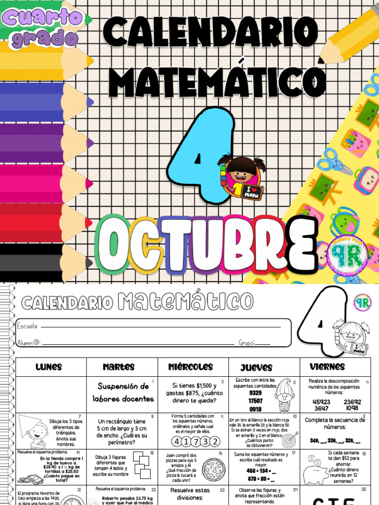 4° Calendario Matemático 24-25 OCTUBRE | PDF