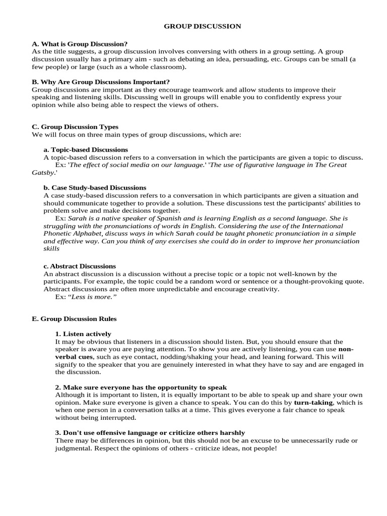 Group Discussion | PDF