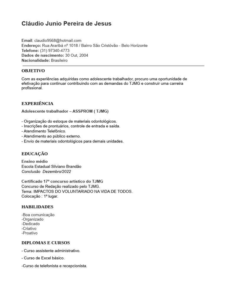 Curriculo Claudio Junio | PDF