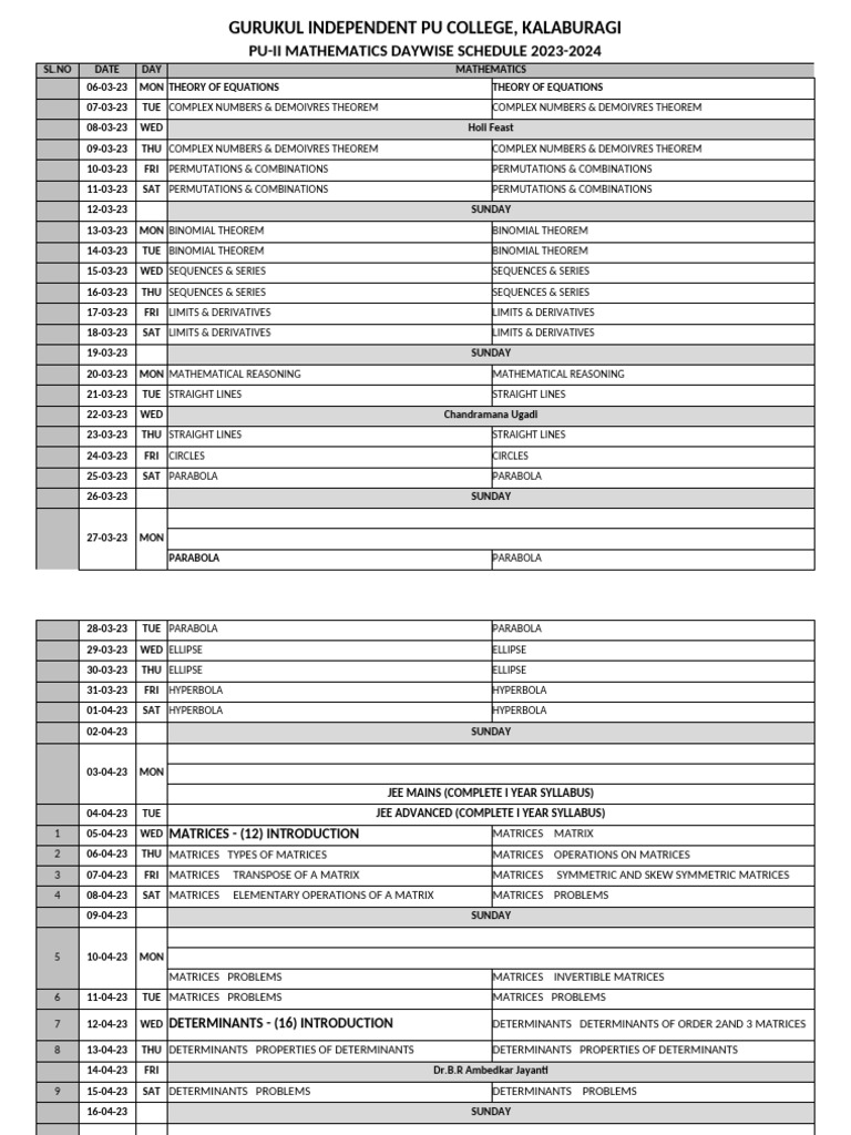 Mat Day Wise Schedule Updated 26.09.23 1 | PDF