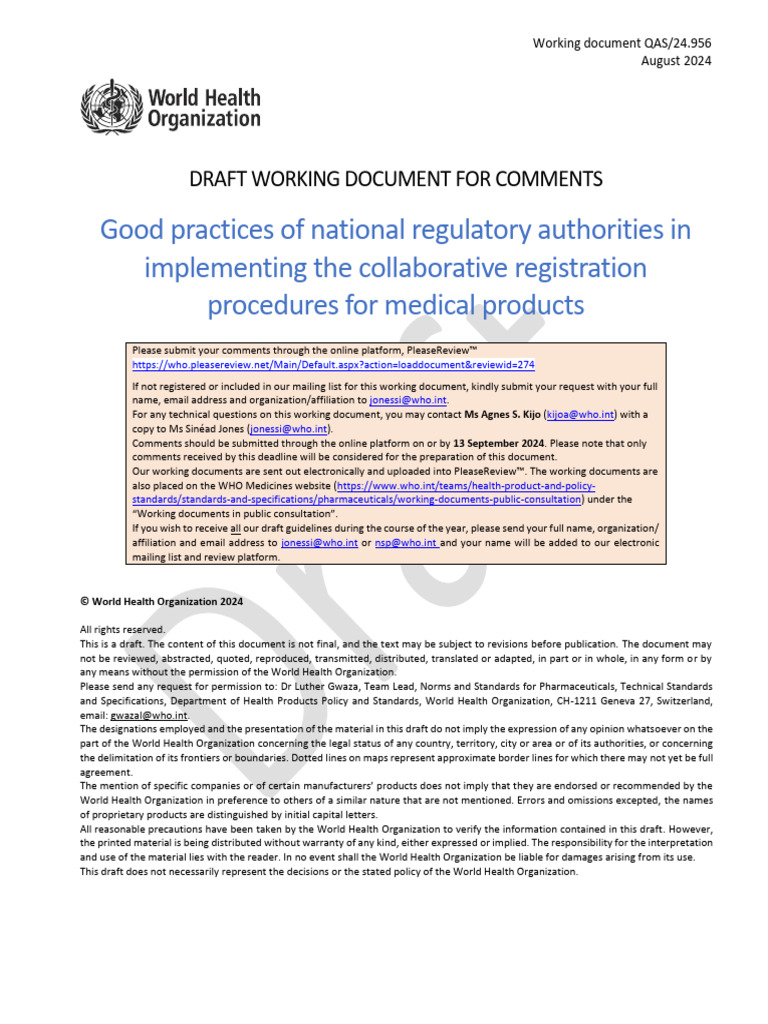 Gu A de Registro Sanitario de Productos OMS 1727801398 | PDF