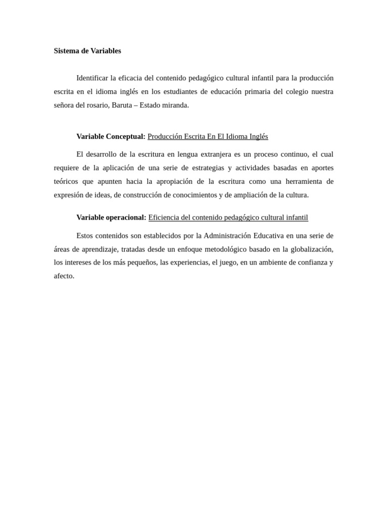 Sistema de Variables | PDF