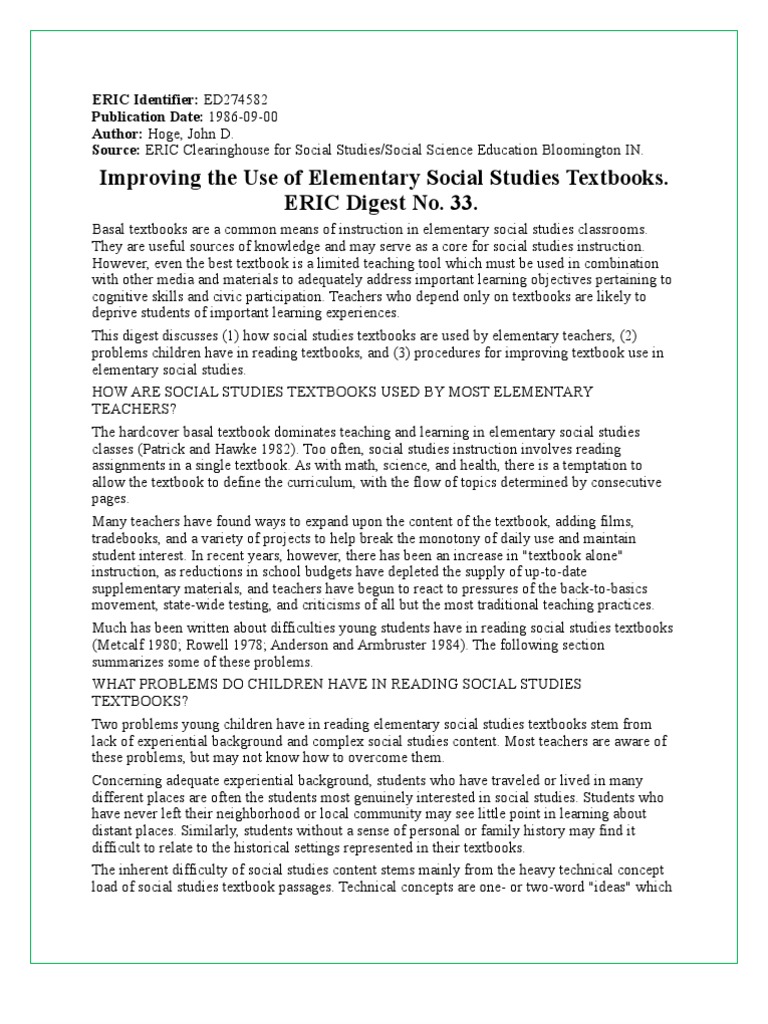 Socail Studies Portfolio | PDF | Teachers | Textbook