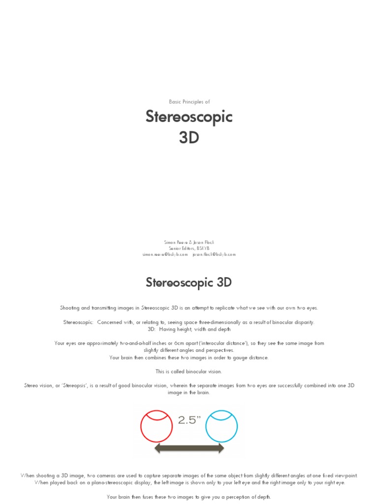 Basic Principles of Stereoscopic 3D v1 | PDF | Stereoscopy | Camera