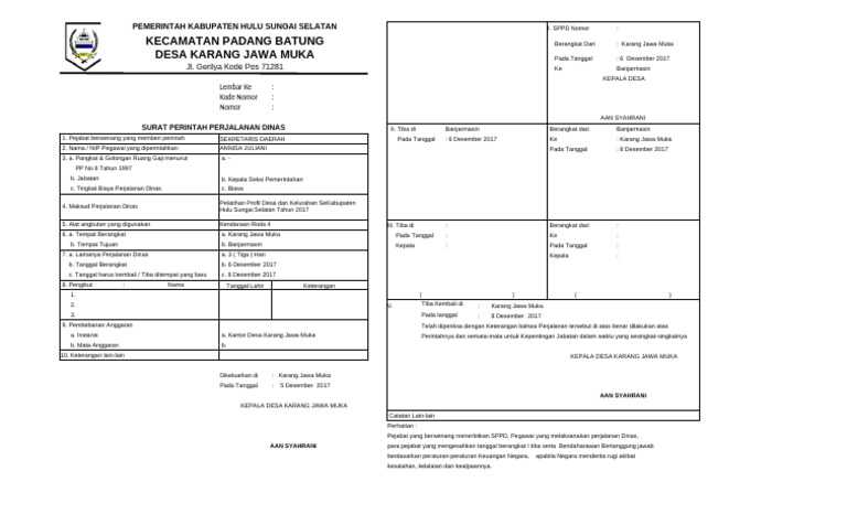 Contoh SPPD Profil | PDF
