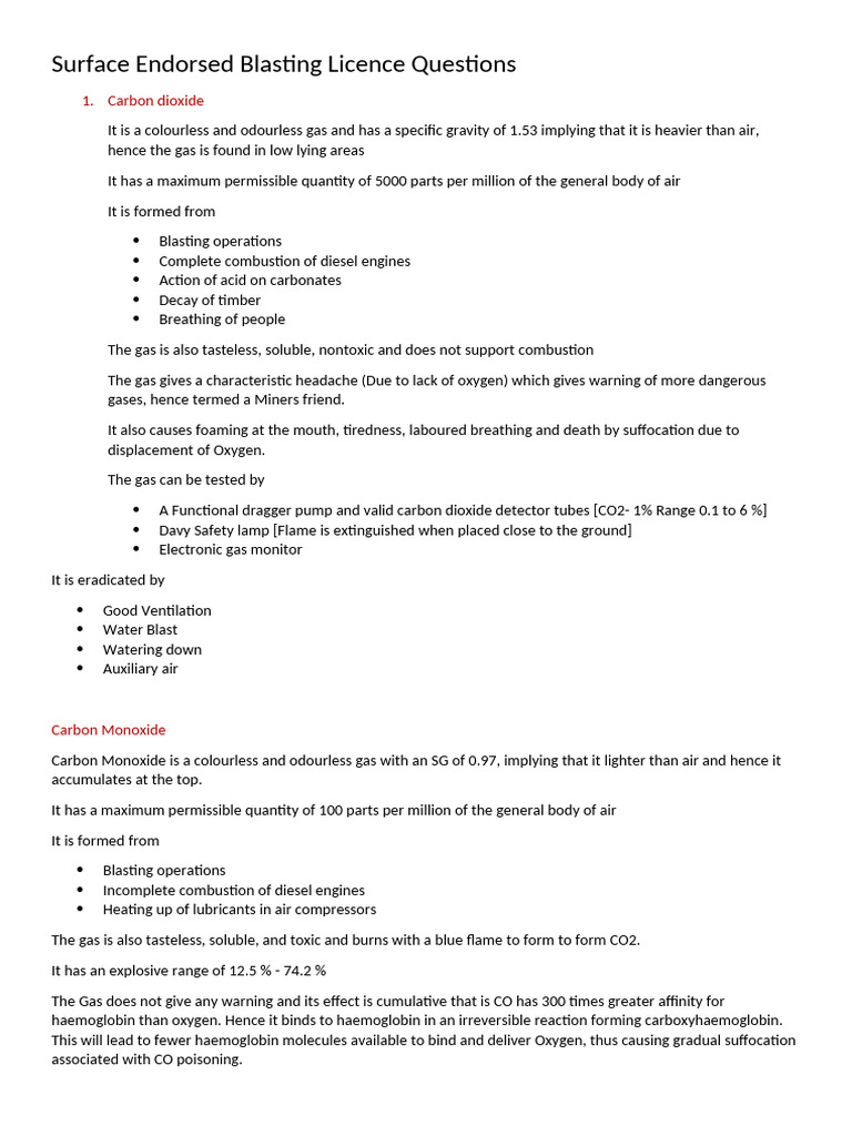 Surface Endorsed Blasting Licence Questions (Autosaved) | PDF