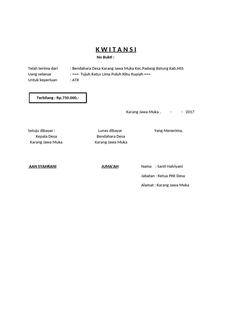 Contoh Kwitansi | PDF