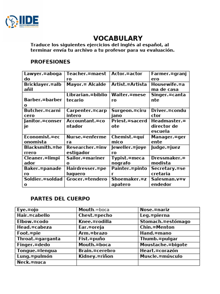 Vocabulary 2 | PDF | Cocina, comidas y vino | Estudios de idiomas ...