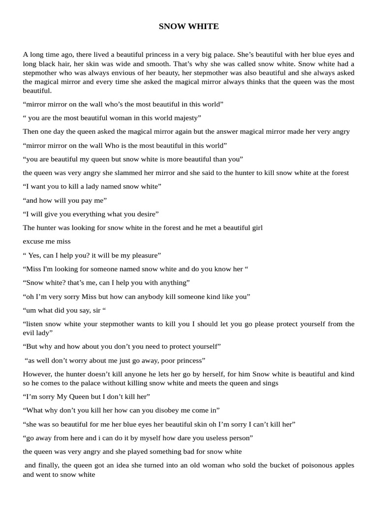 Snow White | PDF | Snow White | Poetry
