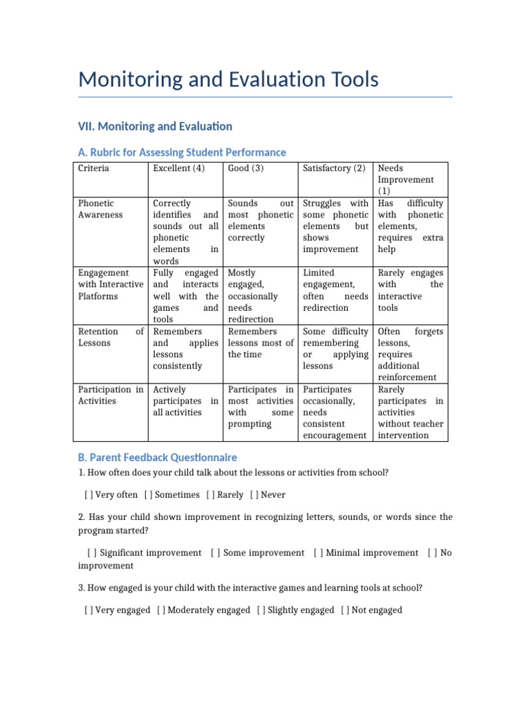 Monitoring and Evaluation Tools | PDF