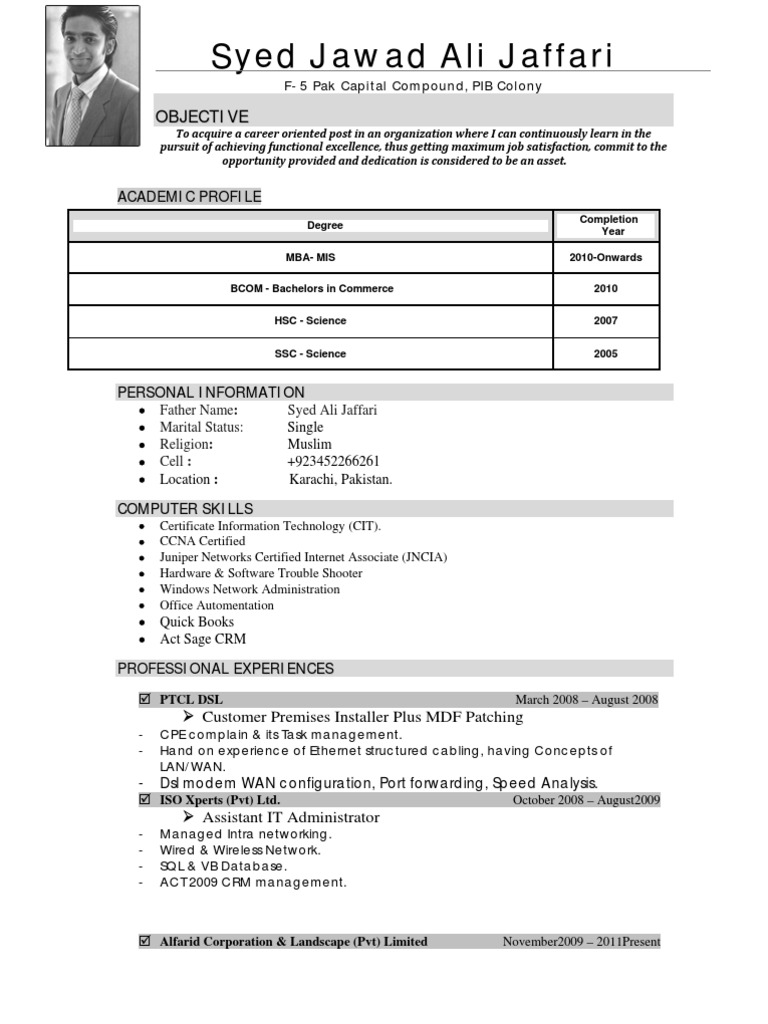 Syed Jawad Ali SEO IT Resume CV PDF | PDF | Search Engine Optimization | Proxy Server