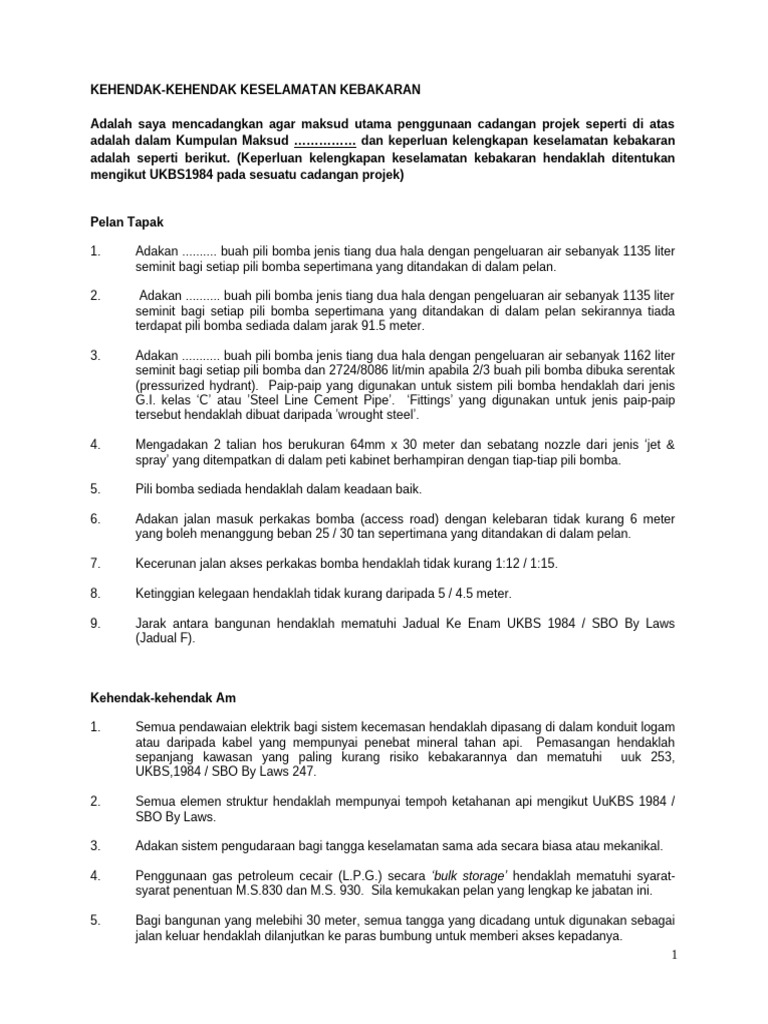 Kehendak Bomba Pasif & Aktif (Ori) - Proses Pelan (Ubbl or Sbo by Laws) | PDF