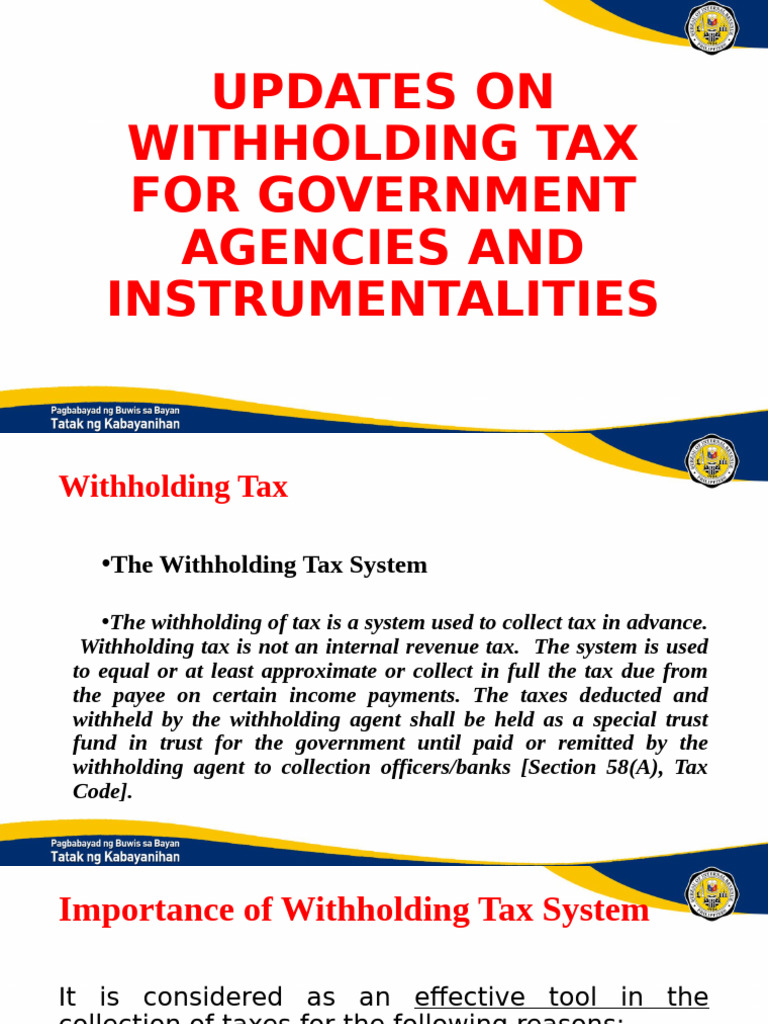Updates On Withholding | PDF