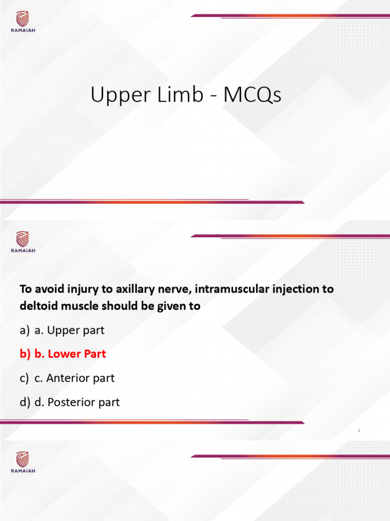 Upper Limb - MCQs | PDF