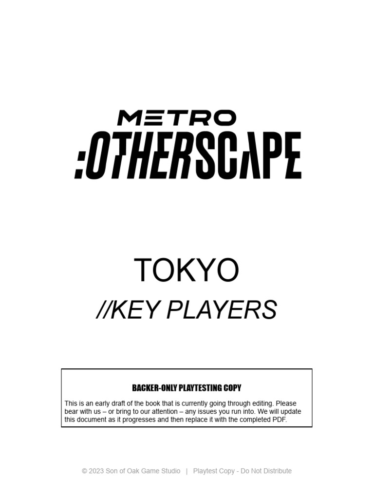 Tokyo Otherscape Playtest | PDF