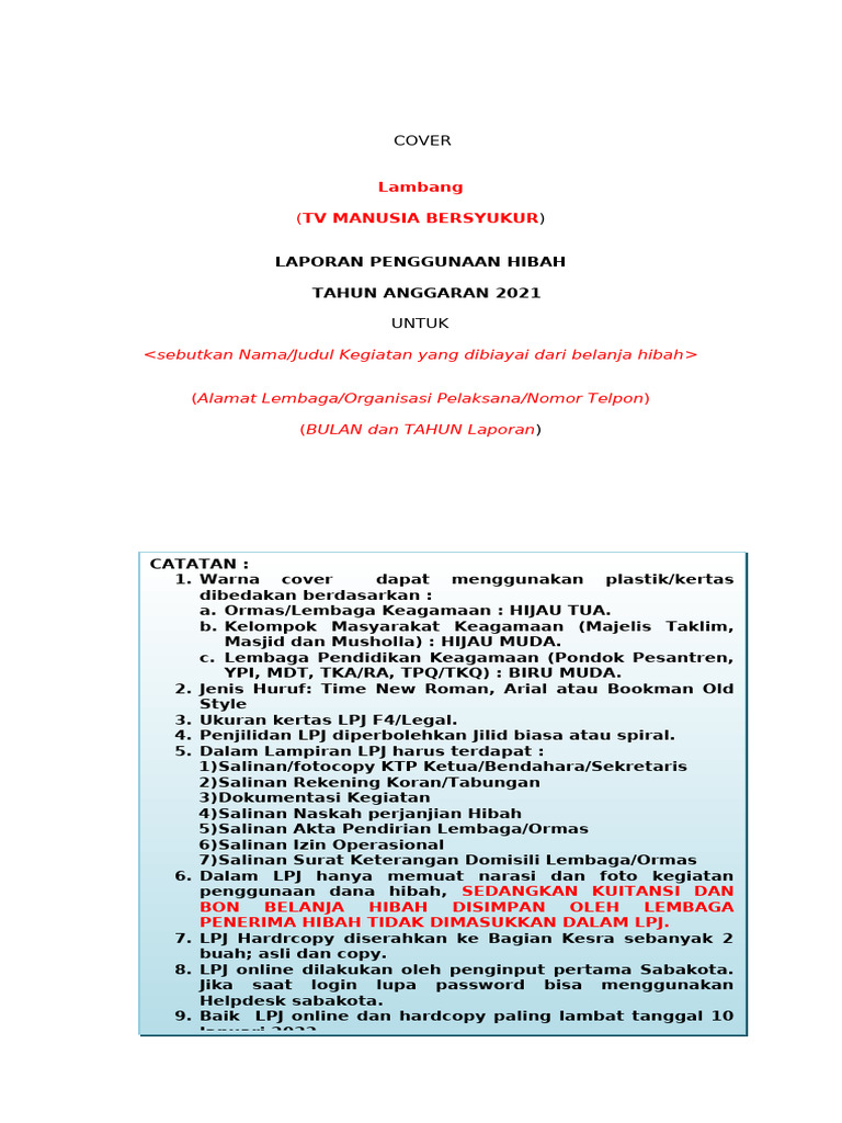 Format Laporan Hibah 2024 | PDF | Business | Finance & Money Management
