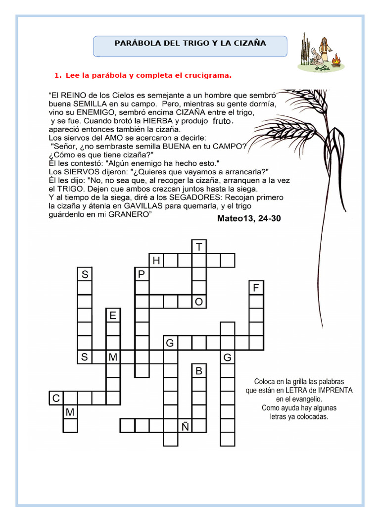 Ficha Relig Mart 10 Parabola Trigo y Cizaña | PDF