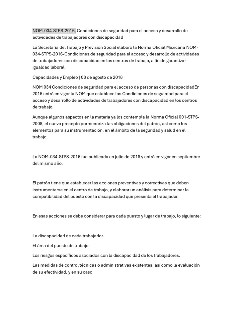 NOM 034 STPS | PDF