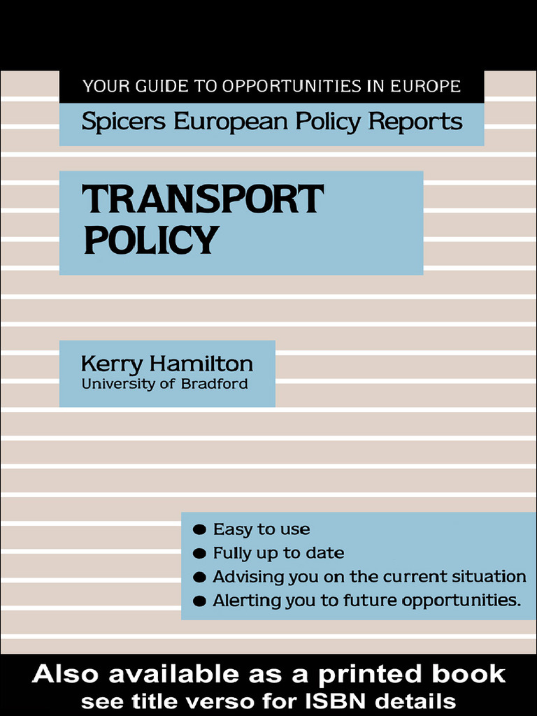 Kerry Hamilton - Transport Policy (Spicers European Policy Reports ...