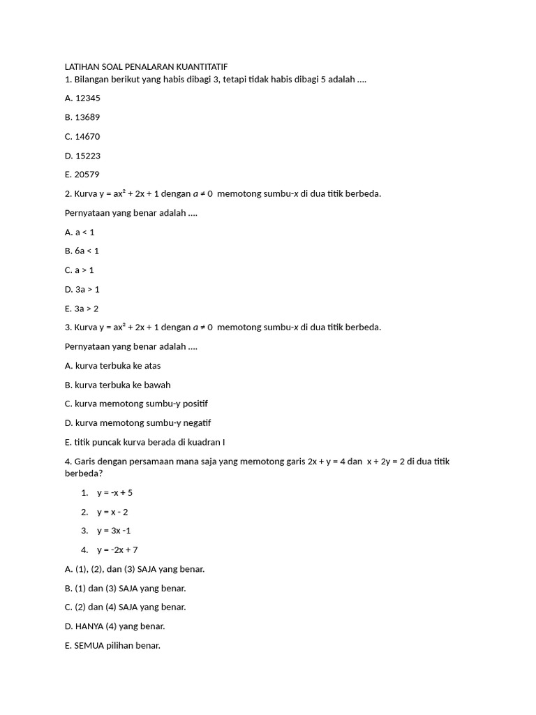 Latihan Soal Penalaran Kuantitatif | PDF