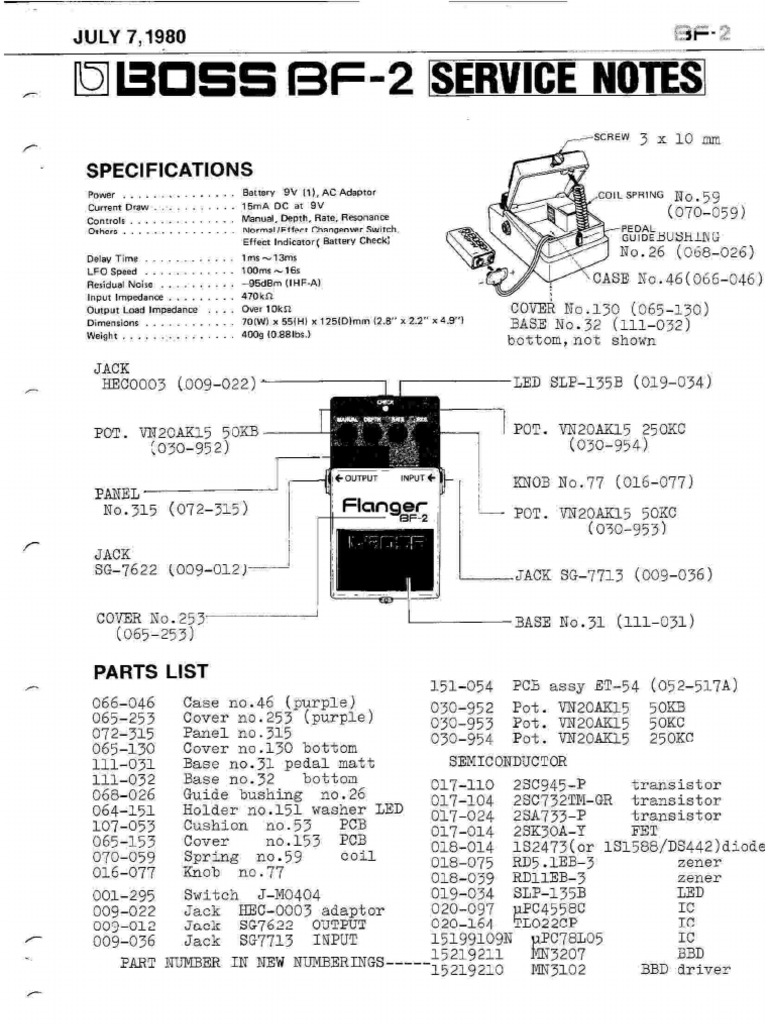 Boss BF-2 Service Notes | PDF | Language Arts & Discipline