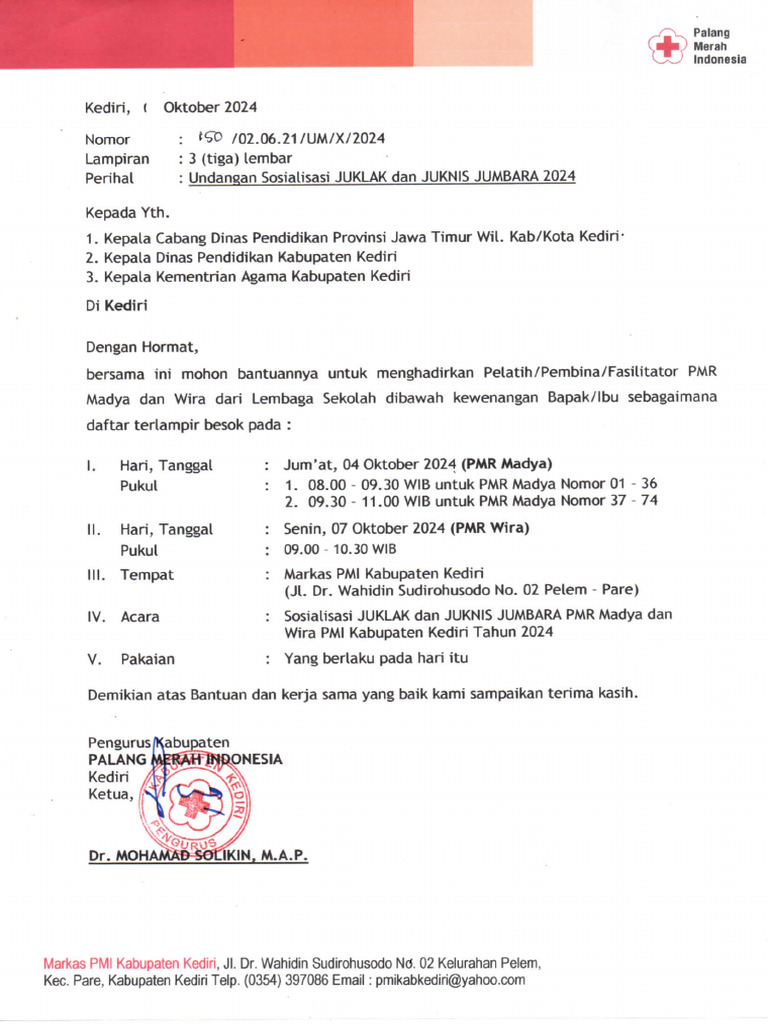 Undangan Sosialisasi Juklak Dan Juknis Jumbara 2024 | PDF