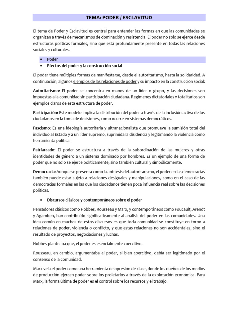 Poder y Esclavitud | PDF