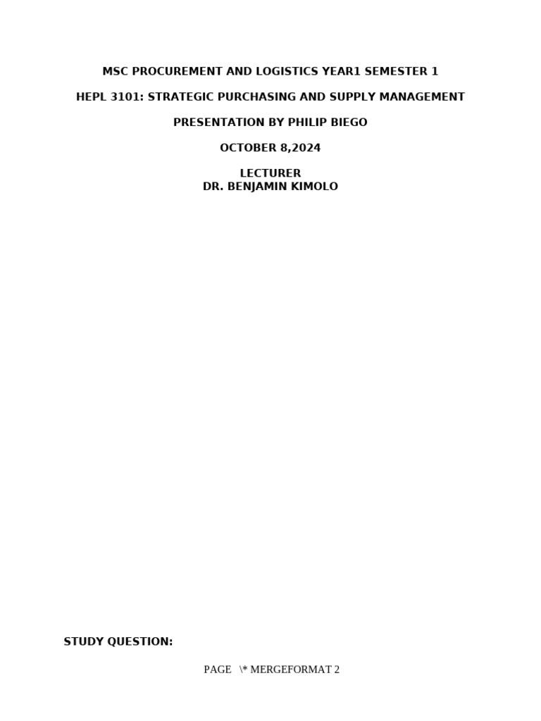 Hepl Philip Biego Presentation Strategic Purchasing and Supply Chain Management | PDF