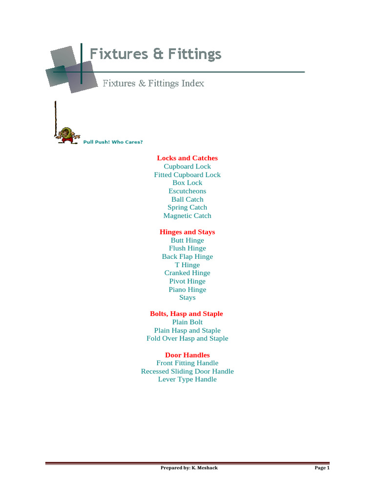 Fixtures and Fittings | PDF