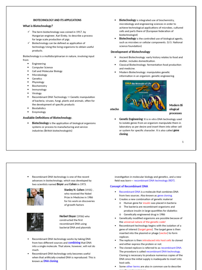 BIOTECHNOLOGY AND ITS APPLICATIONS | PDF