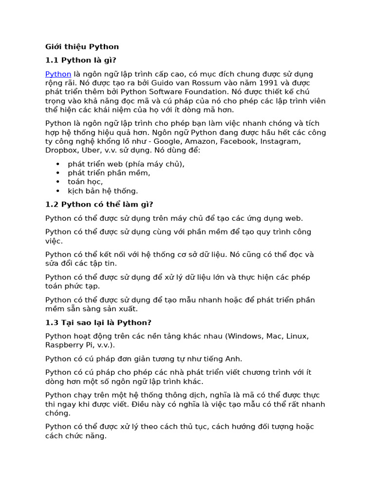 Giới thiệu Python | PDF