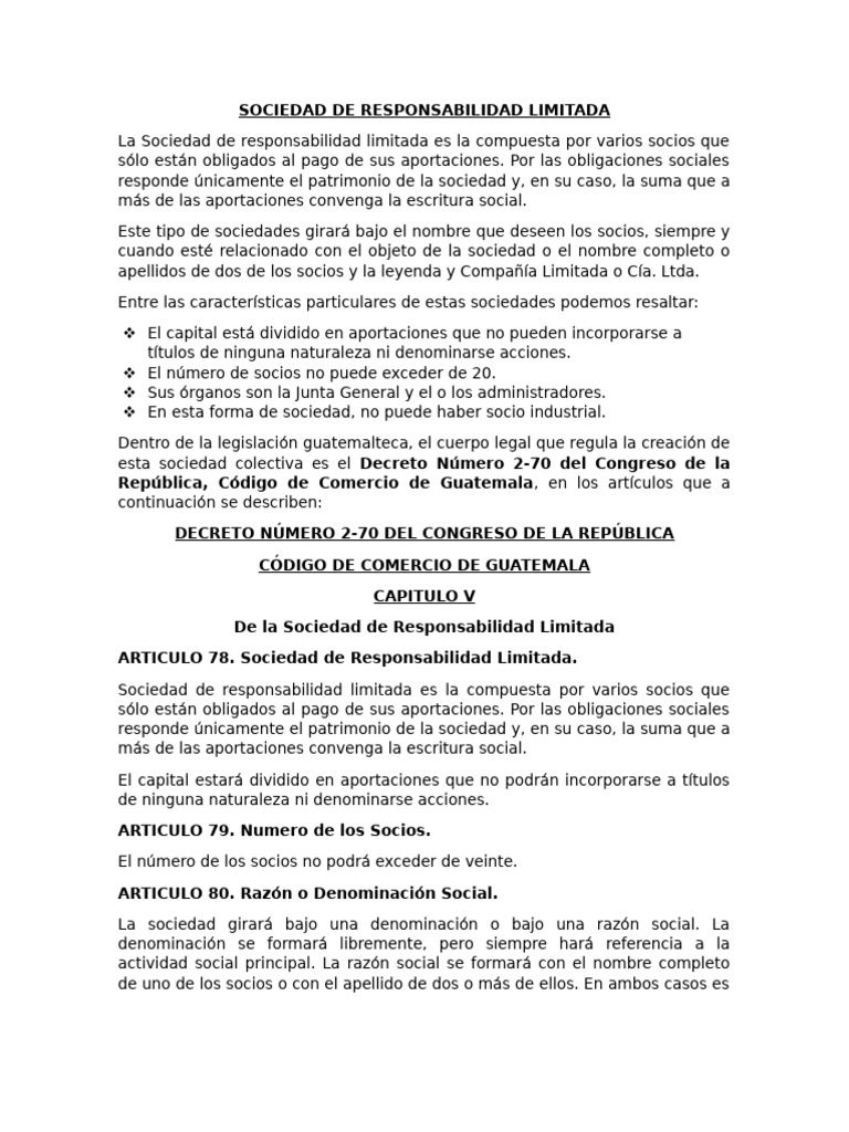 Sociedad de Responsabilidad Limitada | PDF
