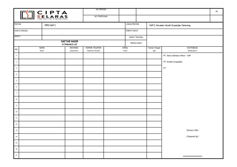 Form Daftar Hadir Meeting | PDF
