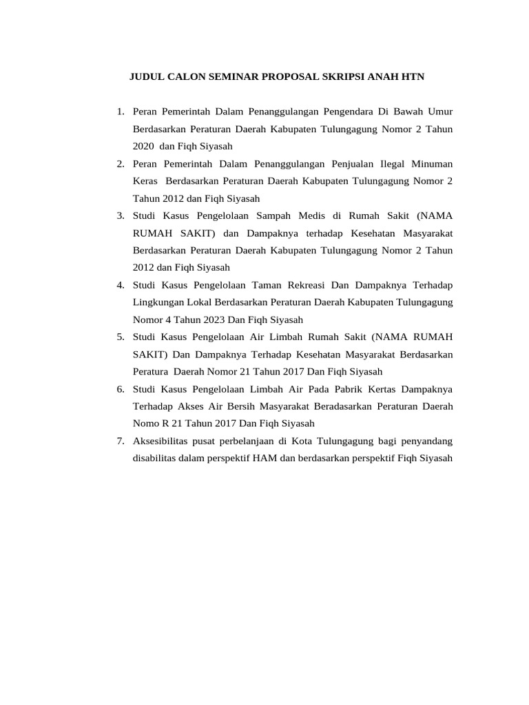 Judul Calon Seminar Proposal Skripsi Anah HTN | PDF