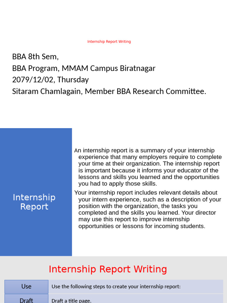 Internship Report Writing Presentation | PDF