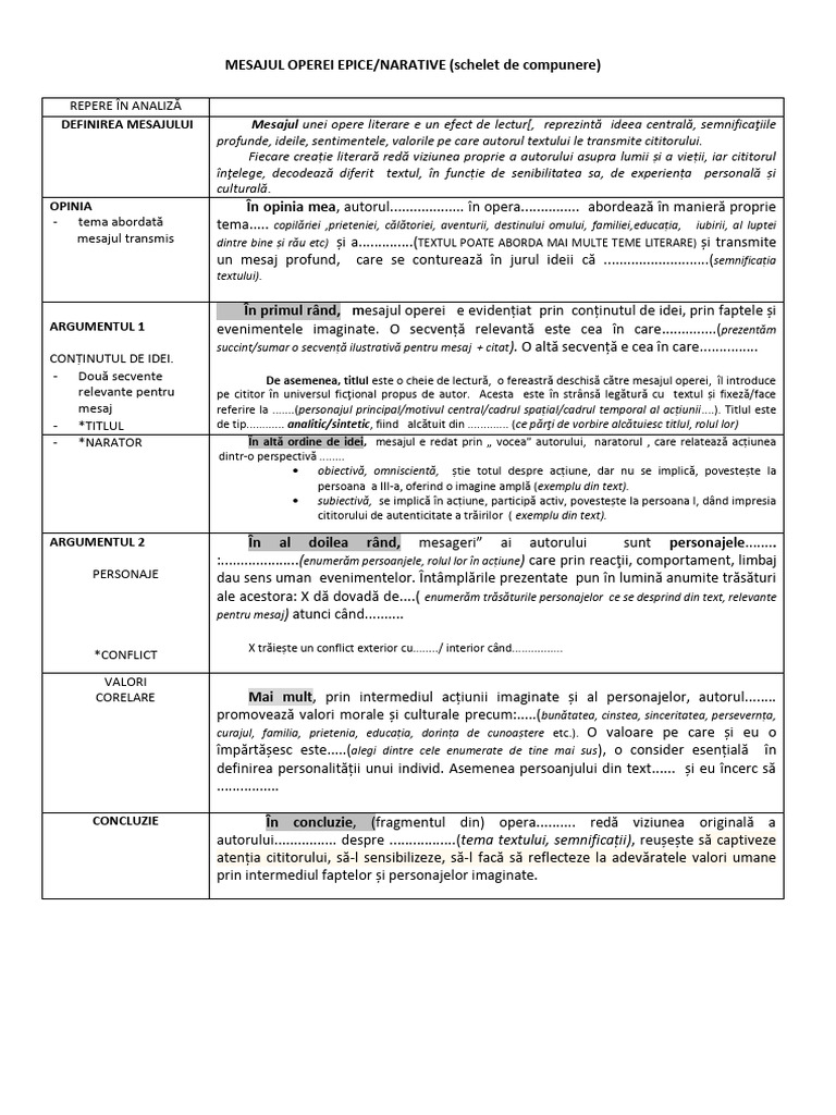 Mesaj Opera Epica - 1 | PDF