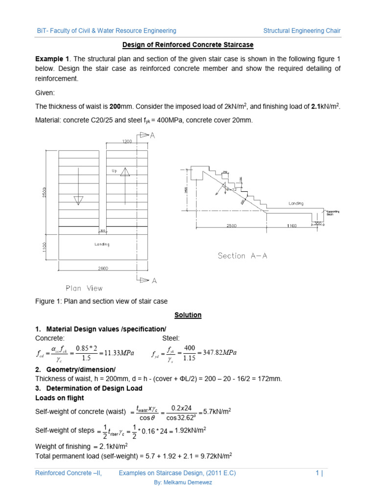 Example - Design of RC Stair Case | PDF