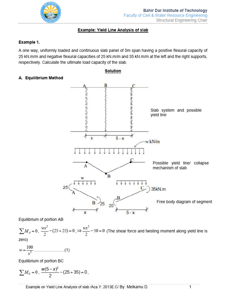 Example - Yield Line Theory | PDF