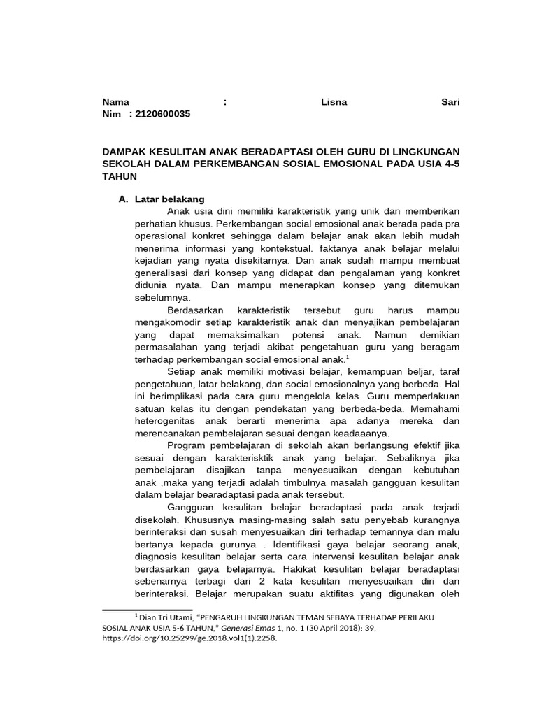 dampak anak kesulitan beradaptasi | PDF dampak anak kesulitan beradaptasi | PDF