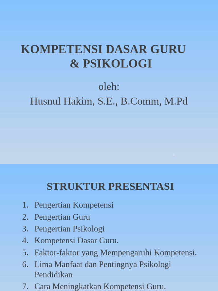 Kompetensi Dasar Guru Dan Psikologi | PDF
