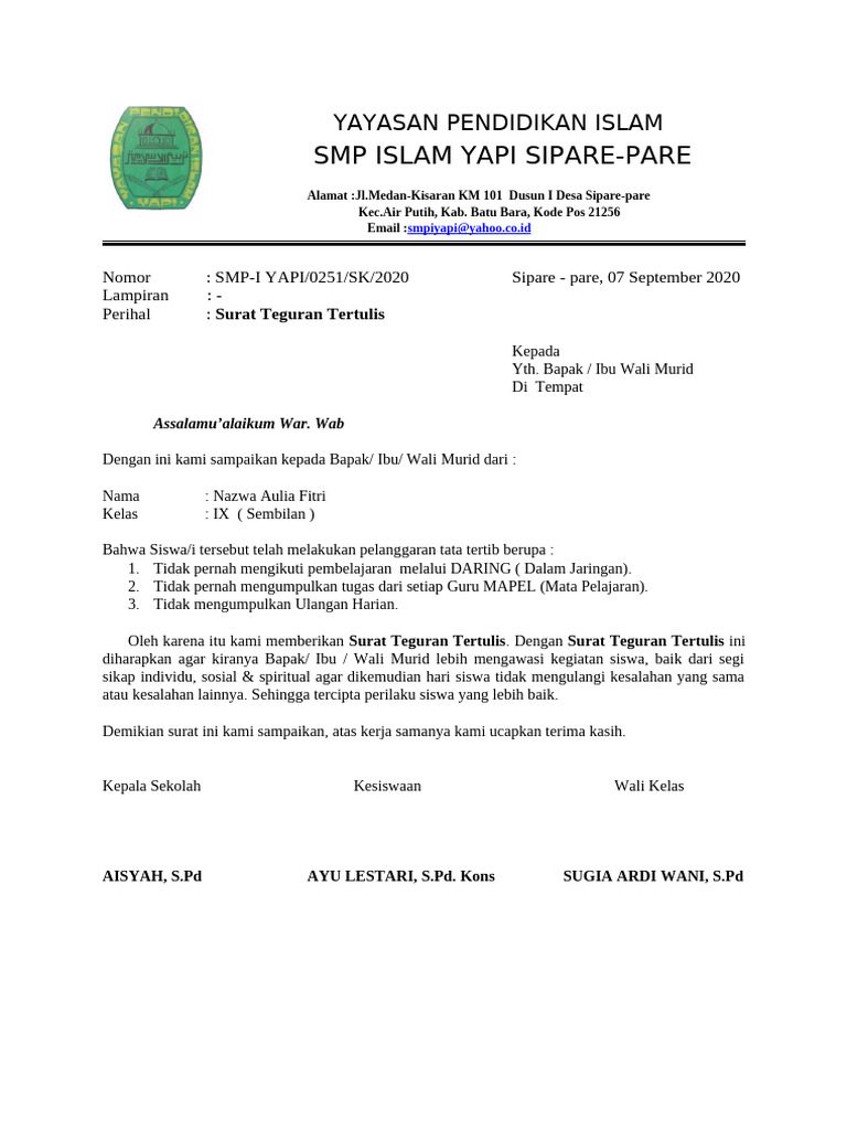 SURAT SP SISWA | PDF
