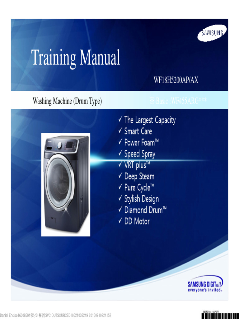 Training Manual: Washing Machine (Drum Type) | PDF