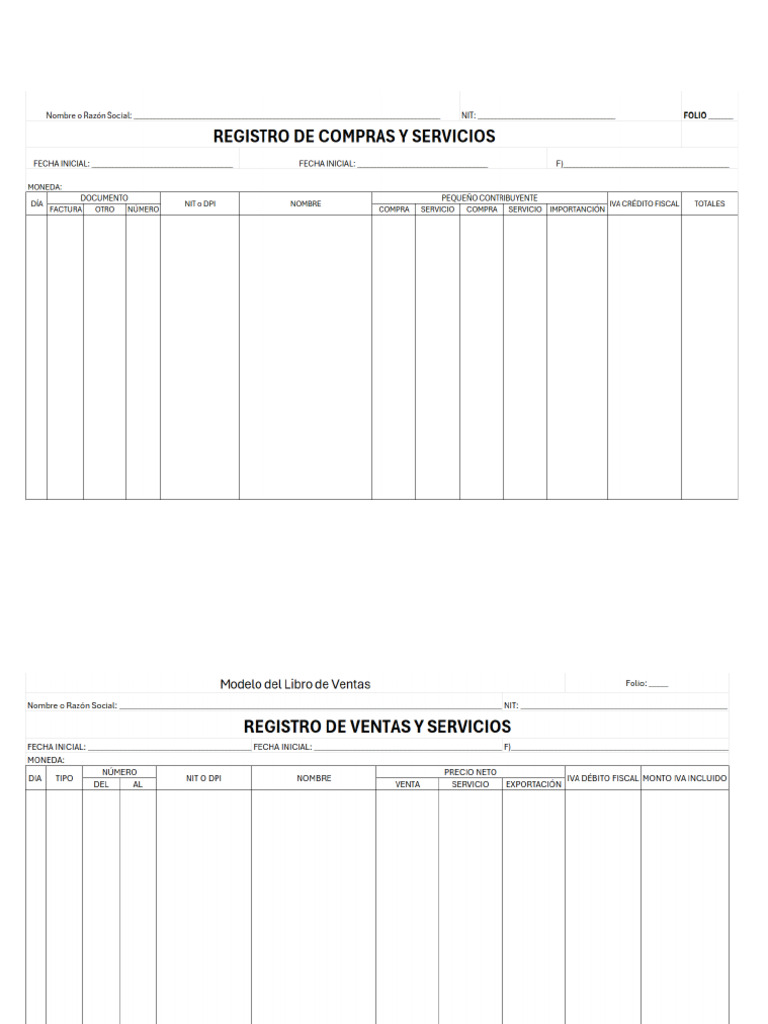 Formato de Libros de Compras y Ventas, Ver. Carta | PDF